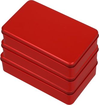 BESPORTBLE 3 St&uuml;ck Rechteckige Metallbox mit Deckel Rote Blechdose zur Aufbewahrung von S&uuml;&szlig;igkeiten Schmuck und Kleinen Bastelmaterialien Stabile Elegante Dosen 