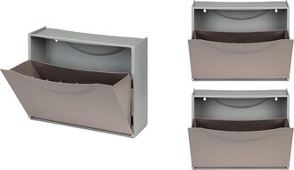 Kreher XL Schuhschrank aus Kunststoff in Taupe (Grau Braun). DREI Schuhkipper für insgesamt ca. 9 Paar Schuhe. Erweiterbar, abwaschbar, robust, multifunktion