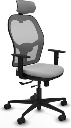 Piqueras y Crespo Ergonomischer B&uuml;rostuhl, Grau, 1D-Armlehnen, h&ouml;henverstellbare Lendenwirbelst&uuml;tze und Kopfteil, h&ouml;henverstellbar und neigbar, Grau/Hellgrau