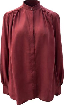 Mars&eacute;m Marsem, Femme, Blouses et Chemises, Rouge, Taille: 42 FR Camicia Coreana Manica a Sbuffo Effetto Organza
