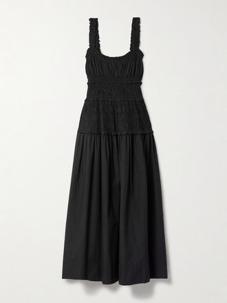 Dôen Marianne Midikleid Aus Biobaumwollpopeline Mit Raffungen - Schwarz