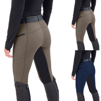 Generic Reitleggings Damen Reithose mit Handytasche Stretch High Waist Vollbesatzreithose mit G&uuml;rtelschlaufen Reitsport Hosen Leggings Anti Pilling Outdoor Re