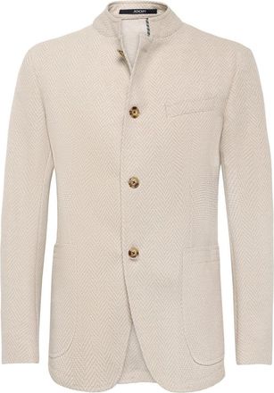 Joop Einreihiges Sakko mit Stehkragen und Fischgr&auml;twebstruktur in
