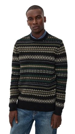 Barbour Herren Case Fair Isle Crew Neck Sweater, Schwarz Meliert, L