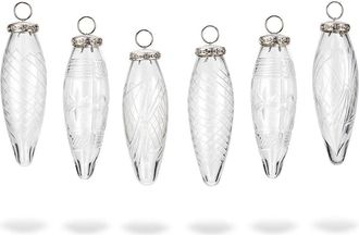 Loberon Weihnachtsschmuck 6er Set Loulay, feine Stern- & Rankenschliffe, mundgeblasen, winterliche Zapfenform, Weihnachten, Weihnachtsdeko, Christbaumschmuck,