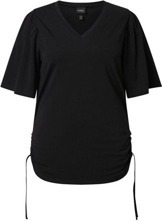 Ulla Popken T-Shirt T-Shirt Raffb&auml;nder V-Ausschnitt Fl&uuml;gel-Halbarm