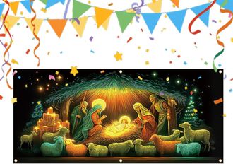 Generic Weihnachts-T&uuml;rabdeckung | Weihnachts-Garagentor-Banner-Abdeckung | H&auml;ngende Hintergrund-T&uuml;rabdeckungen, Wanddekorationen F&uuml;r Outdoor-Haushof-Party-Fot