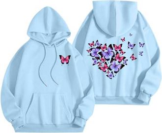 Generic Sweat &agrave; capuche imprim&eacute; tendance pour la Saint-Valentin 2026 (2), bleu ciel, XXL