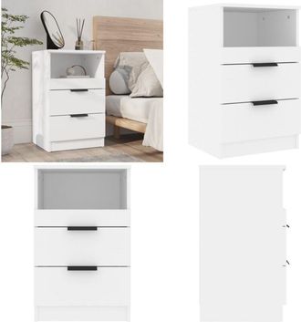 vidaXL Nachttisch Weiß Holzwerkstoff - Nachttisch - Wohnzimmermöbel - Esszimmermöbel - Holzmöbel - Weißer Nachttisch - Home & Living