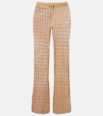 Anna Kosturova Pantalon large en crochet de coton