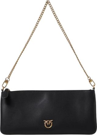 Pinko Pinko, Femme, Sacs, Noir, Taille: ONE Size Pochette en Cuir avec Chaîne