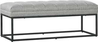 HOMCOM Sitzbank, Polsterbank in Leinenoptik, Schlafzimmerbank, Bettbank, Schminkbank für Wohnzimmer, bis 200 kg Belastbar, Stahl, Hellgrau, 120 x 44 x 45,5 c