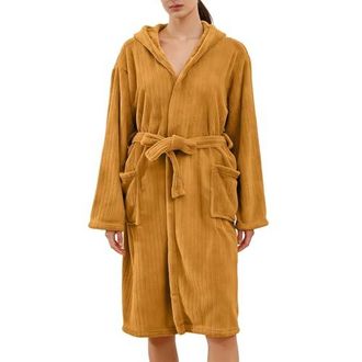 Generic Peignoir &agrave; capuche moelleux en velours &eacute;ponge pour homme et femme - Parfait pour h&ocirc;tel et spa - Doux et &eacute;l&eacute;gant - Serviettes de bain, jaune, Taille un