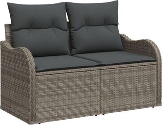 vidaXL Gartensofa mit Kissen Grau 121 x 62 x 69cm Poly-Rattan Vidaxl