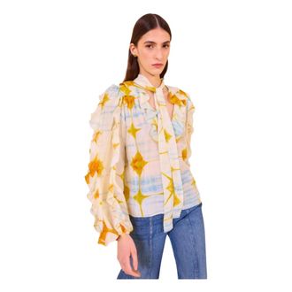 Ulla Johnson Handgef&auml;rbte Seidenbluse mit R&uuml;schen - - Blouses & Shirts - Damen - Mehrfarbig - M