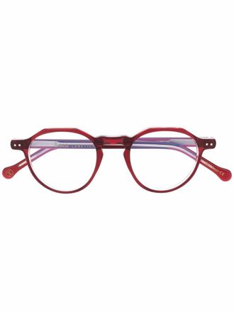 Lesca lunettes de vue Icon 36 &agrave; monture ronde - Rouge