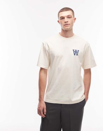 Wood Wood Liam - T-Shirt in Cremewei&szlig;-Neutral