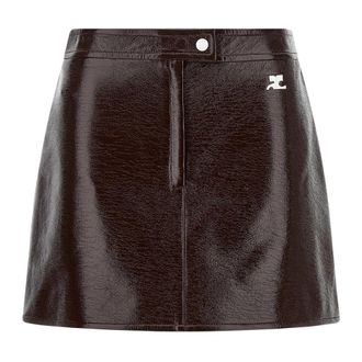 Courr&egrave;ges Reedition Vinyl Minirock - - Skirts - Damen - Braun - S
