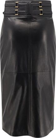 Elisabetta Franchi Femme, Jupes, Noir, Taille: 40 FR Jupe en cuir taille haute