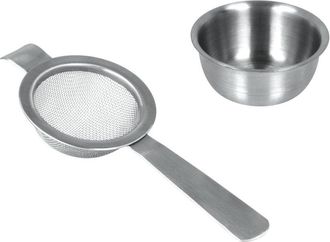 Metaltex 253803010 Teesieb mit Ablage, 2 Einheiten, INOX/Edelstahl, Silber, 2,7 x 9,5 x 22,6 cm