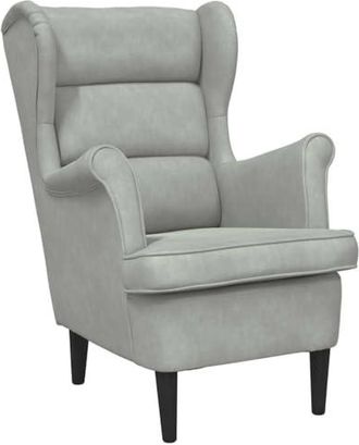 vidaXL Fauteuil de Salon TV Meuble de Salle de S&eacute;jour Fauteuil &agrave; Dossier Haut de Chambre &agrave; Coucher Meuble de Bureau Maison Int&eacute;rieur Gris Clair Velours