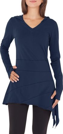 Purewonder Kleid Longshirt Tunika Elfenkleid Zipfelkapuze dr60 Dunkelblau XXL