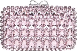 Self Portrait Femme, Sacs, Rose, Taille: ONE Size Pochette du soir en satin orn&eacute;e de cristaux