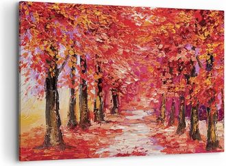 Arttor Wandbilder Dekoration Wohnzimmer Herbst Park Allee Bilder auf Leinwand 120x80cm Leinwandbild Schlafzimmer Küche Deko Wand Kunstdruck Art Groß XXL Wand