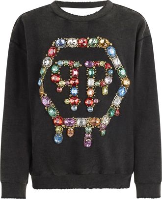 Philipp Plein Open Back Sweatshirt Hexagon Stones