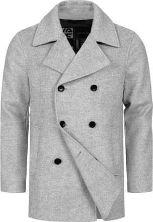 Indicode Herren INParade Klassischer Herrenmantel aus Wollmix | Wintermantel mit Reverskragen f&uuml;r M&auml;nner Lt Grey Mix, L