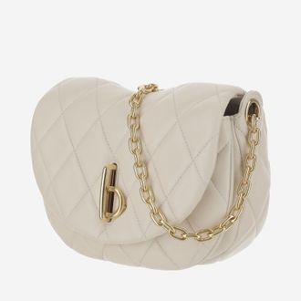 Burberry Womens Quilted Leather Rocking Horse Bag White Lamb Shoulder