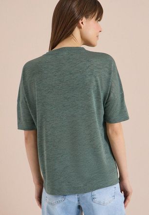 Cecil Kurzarmshirt Sommershirt in Leinen-Optik mit Kn&ouml;pfen