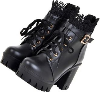 FOMIYES Courtes Femme Hiver &agrave; Talons &Eacute;pais Confortables Bottines Mode PU Respirant Semelle Antid&eacute;rapante Style &Eacute;l&eacute;gant pour Jambes Fines