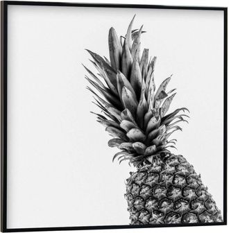 artboxONE Poster mit schwarzem Rahmen 30x30 cm Schwarzwei&szlig; Ananas Schwarz-Weiss - Bild Ananas Aussenseiter cool