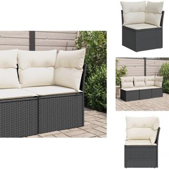 vidaXL Garten-Ecksofa mit Kissen Schwarz Poly Rattan - Outdoor M&ouml;bel - Gartengesetze - Balkonm&ouml;bel - Lounge Set - Ecksofa