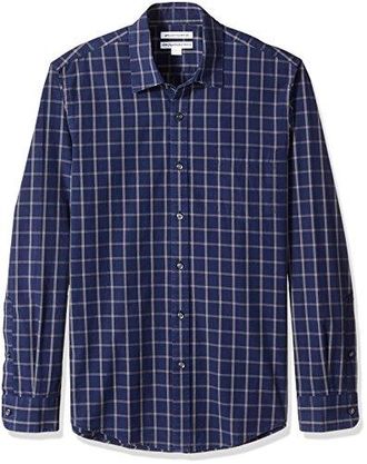 Amazon Essentials Chemise en Popeline &agrave; Manches Longues Coupe Ajust&eacute;e Homme, Bleu Marine Vitre, M