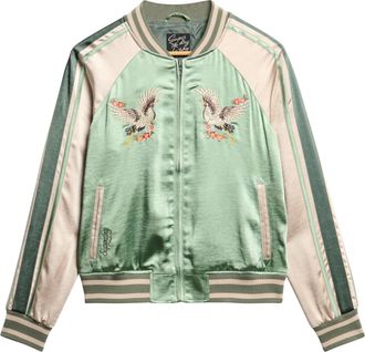 Superdry Damen Bestickte Suikajan Bomberjacke W&uuml;ste Salbeigr&uuml;n 36