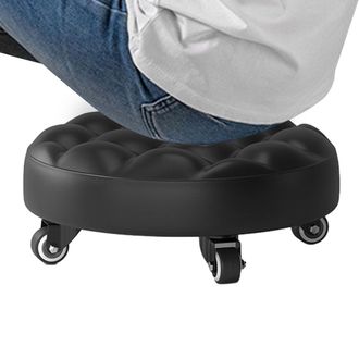 Generic Erwachsene Rollstuhl - PU -Leder niedrige Hocker, vielseitiger Rollstuhl | Kompakte Werkzeugpalette mit Rädern, bequemer Laden Stuhl für Hausgarage im