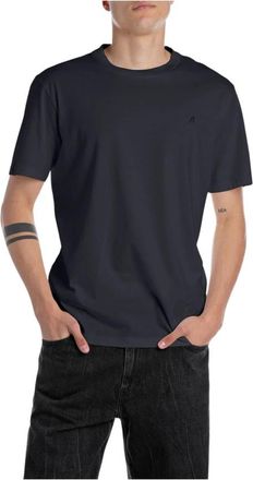 Replay Brustlogo-Rundhals-T-Shirt - - Tops - Herren - Blau - XL