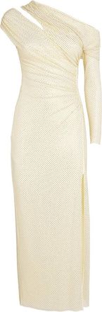 Self Portrait Self-Portrait Asymmetric Crystal-Embellished Stretch-Jersey Midi Dress Size S