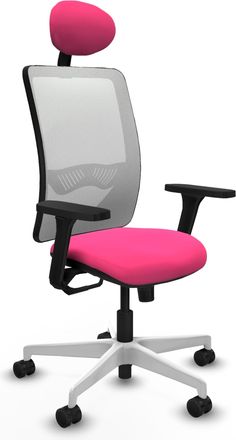 Piqueras y Crespo Schreibtischstuhl Zulema in Rosa und Wei&szlig;, mit 3D-Armlehnen, h&ouml;henverstellbarer Lendenwirbelst&uuml;tze und festem Kopfteil, ausgestattet mit 3 Positionen,