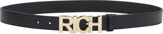 John Richmond Leder G&uuml;rtel mit goldener Schnalle Rich - - Accessories - Damen - Schwarzk - 70 CM