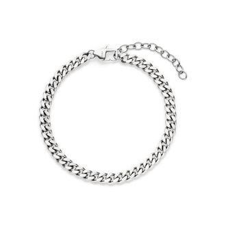 s.Oliver Herren Bracelet - Armband aus mattiertem Edelstahl - Silber - Panzerkette verstellbar bis 22 cm - wasserfest & hautfreundlich