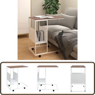 vidaXL Beistelltisch mit Rollen Weiß 55x36x63,5 cm Holzwerkstoff - Couchtisch - Beistelltisch - Side Table - Holzwerkstoff - Weißer Couchtisch