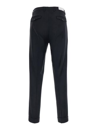 Michael Coal Mens Double Pleated Trousers Black Wool Blend