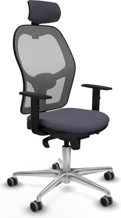 Piqueras y Crespo Schreibtischstuhl aus grauem Netzgewebe mit 1D-Armen, h&ouml;henverstellbare Lendenwirbelst&uuml;tze und h&ouml;henverstellbares Kopfteil, Grau/Dunkelgrau