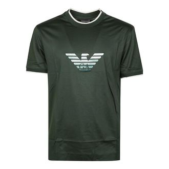 Emporio Armani Homme, Tops, Vert, Taille: XL Eagle Embroidery T-Shirt