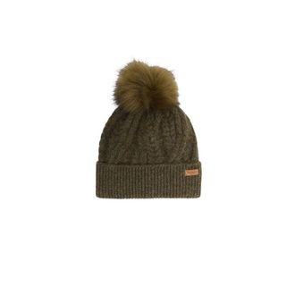 Barbour Bonnet Elsdon en maille torsad&eacute;e - Femme - Accessoires - Vert - Taille: ONE Size
