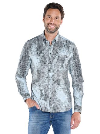 Engbers Herren Herren Langarm-Hemd Gemustert, Saphirblau, 39242, Saphirblau in Gr&ouml;&szlig;e XXL