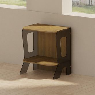 Generic Offener CD-Player-Ständer Audio-Video-Regal HiFi Rack aus Holz & Acryl, Entertainment-Center Schallplattenständer, Ideal für Plattenspieler HiFi-Kompo